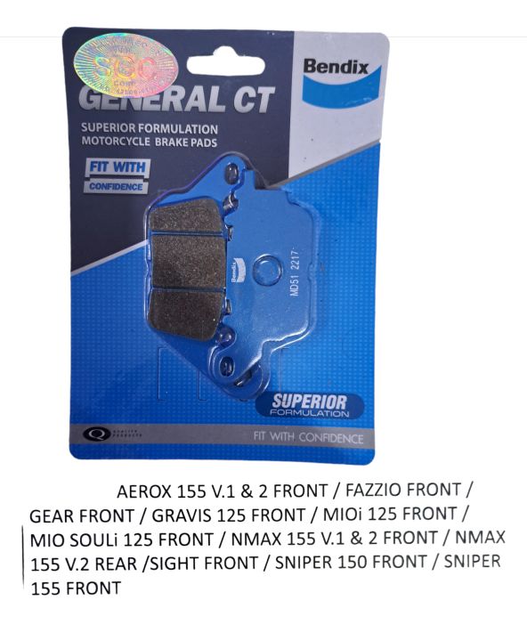 bendix brake pad mio i 125 soul i 125 aerox nmax sniper 150 front ...