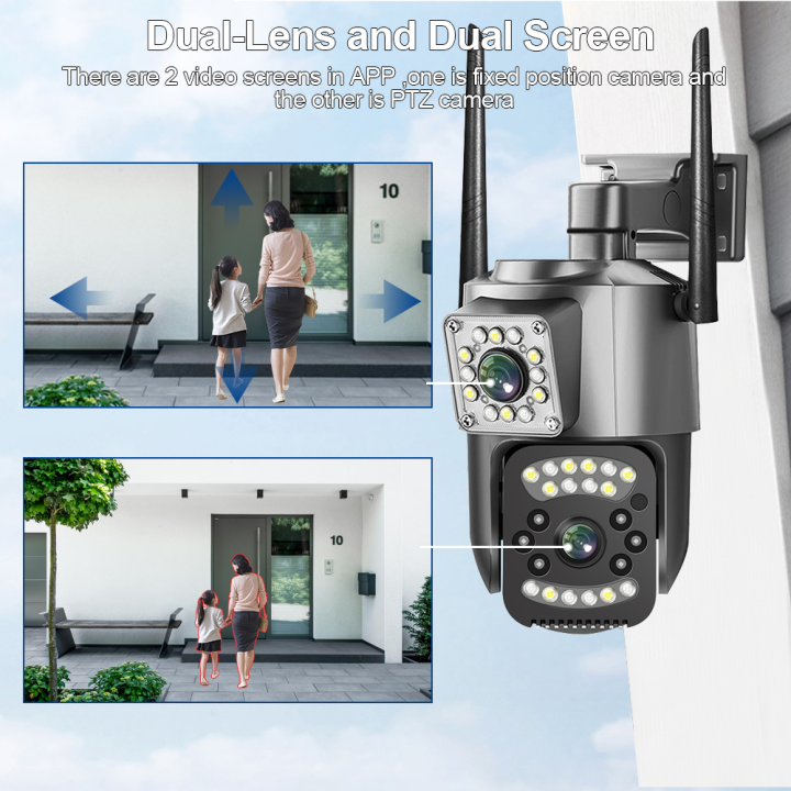 BUY 1 TAKE 1 V380 Pro 5G 8MP Dual Lens Dual Screens Outdoor CCTV no need internet auto tracking ...