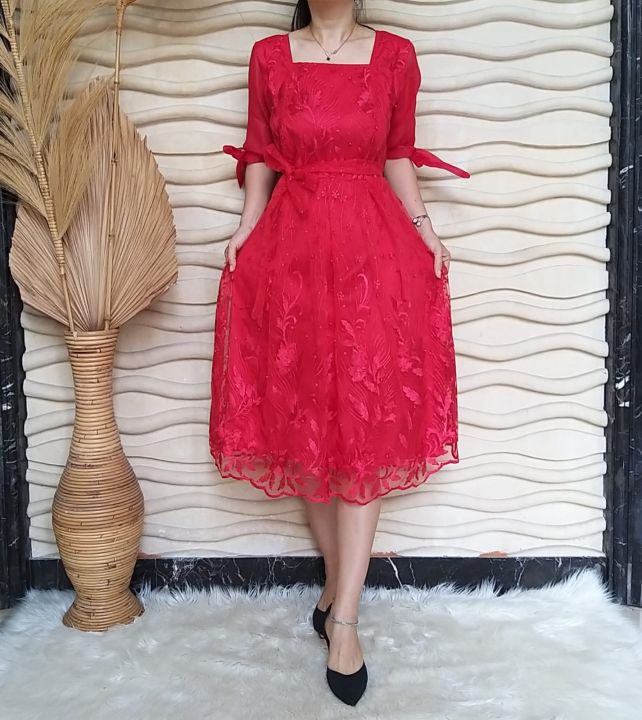 SABRINA DRESS FULL TILE BORDIR TGN ORGANZA / GAUN TERBARU | Lazada ...