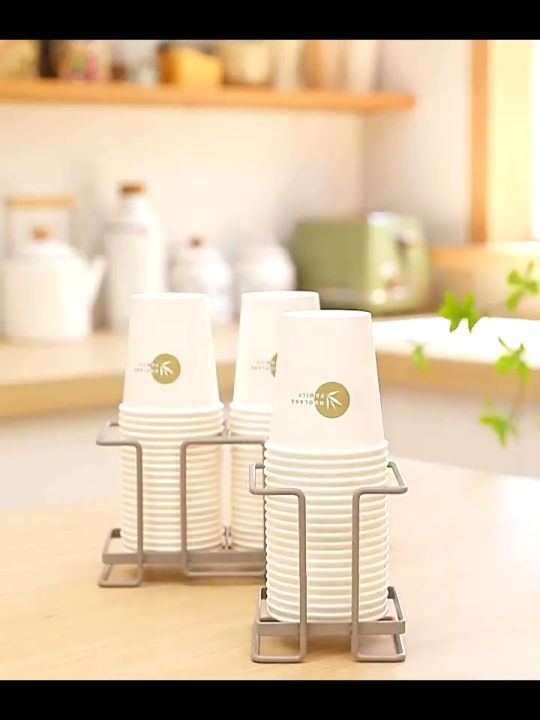 Metal Paper Cup Holder Paper Cup Rack Disposable Cup Storage Rack for ...