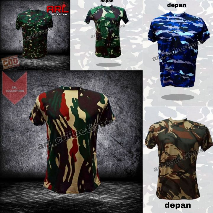 kaos lengan pendek loreng army libanon malpinas tni kopassus tni au ...