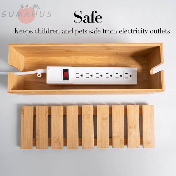 Wooden Box Power Cable Organizer Office Desk Cord Clamp Data Cable ...