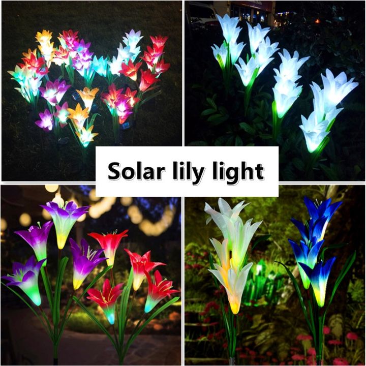Solar Outdoor Garden Light 7 Color Changing Solar Lily Flower Lights ...