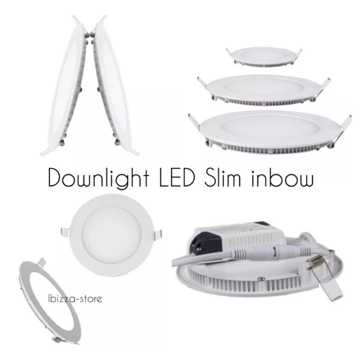 Lampu Downlight LED Panel slim Inbow 3W 6W 9W 12W 18W Bulat Putih / Kuning IB Tipis Tanam Plafon ...