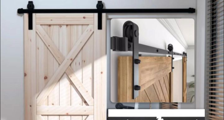Carbon Steel Rustic Interior Barn Door Hardware Sliding Wood Kit Barn ...