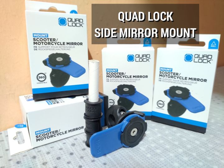 QUAD LOCK Phone Holder Side Mirror Mount for Scooter / Motorcycle ...