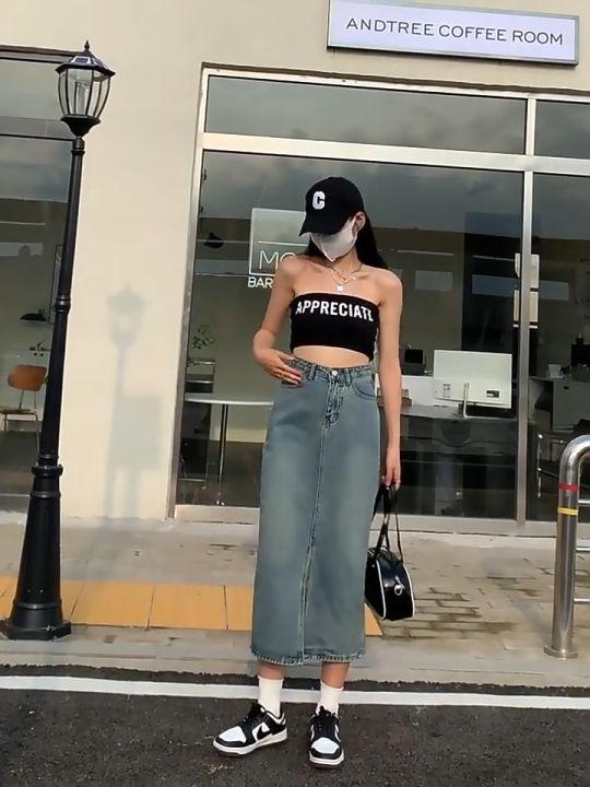 【Key-girl】Rok Jeans Wanita Jumbo Rok Jeans Korean Style Rok Denim ...