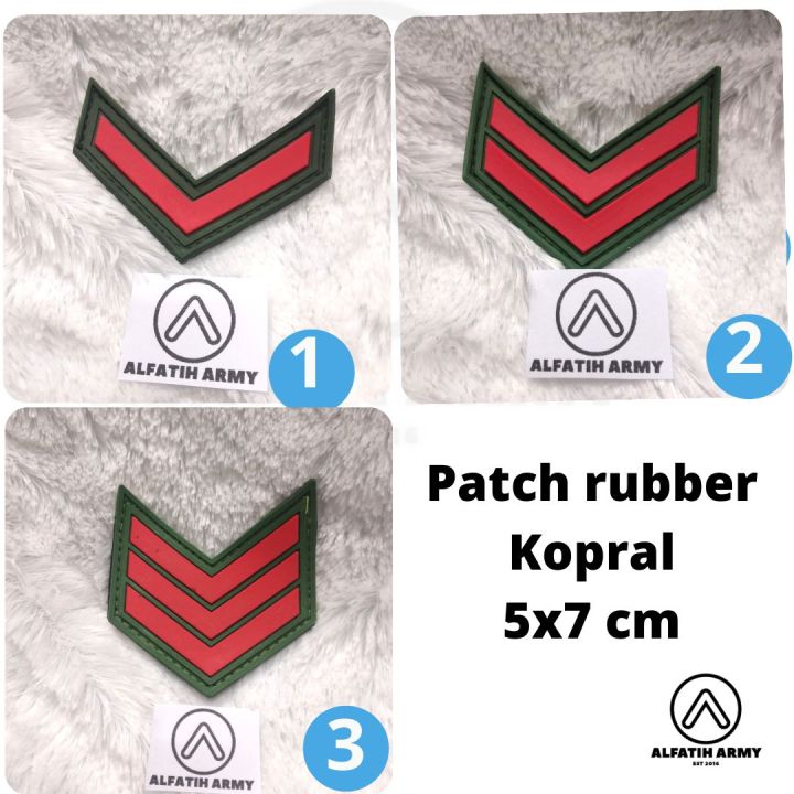 Patch rubber Pangkat Kopral V1 V2 V3 Kopda Koptu Kopka Merah Hijau ...