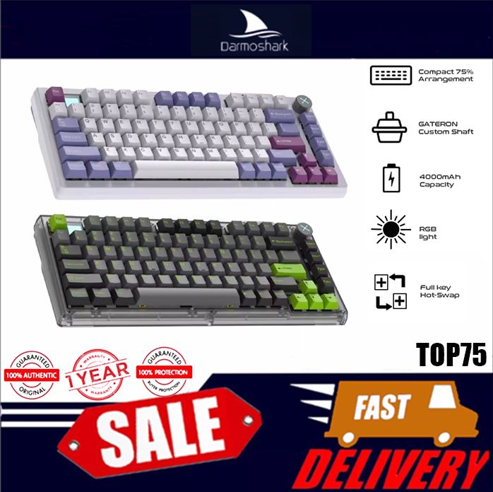 Darmoshark TOP75 Tri-Mode RGB Backlit Mechanical Keyboard | Lazada PH