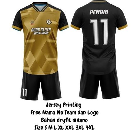 Jersey Futsal Jersey Sepak Bola Jersey Voli Keren Full Printing Hitam ...
