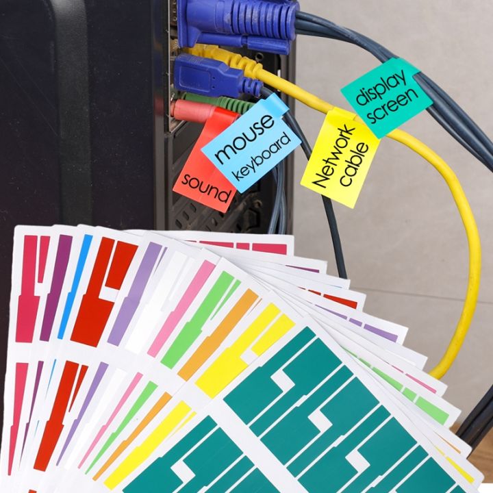 240/480Pcs Self-Adhesive Cable Labels Colorful Waterproof Wire Marking ...