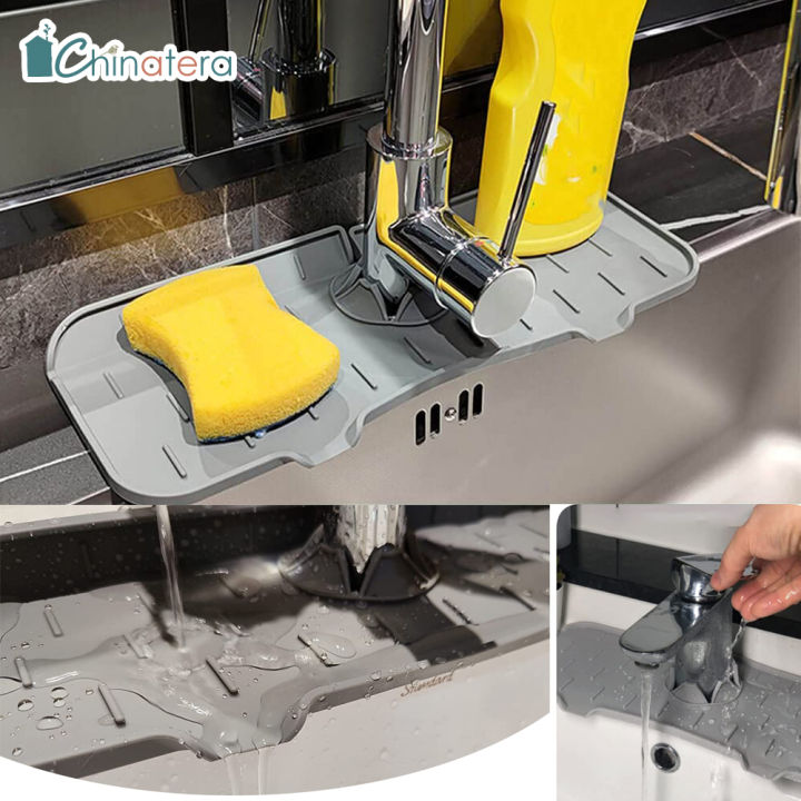 Chinatera Kitchen Faucet Absorbent Mat Silicone Sink Splash Guard Water ...