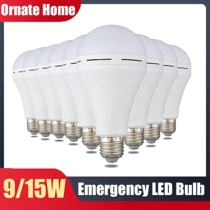 Rechargeable Emergency LED Bulb 9W 15W Equivalent Battery Backup ...