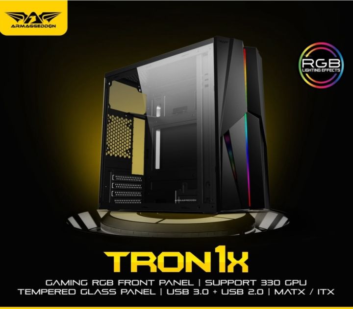 Armaggedon Tron 1X MATX PC Gaming Case | RGB Light Strip Front Panel ...