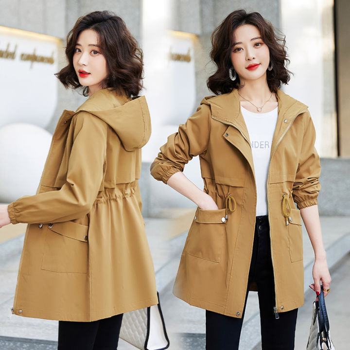 Early Spring Women's Mid-Length Casual Thin Coat British Style Loose ...