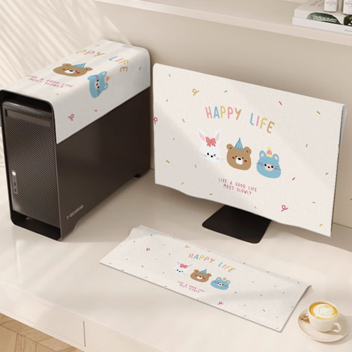 Adorable Cartoon Computer Dust Cover Desktop Monitor Main Box Dustproof ...