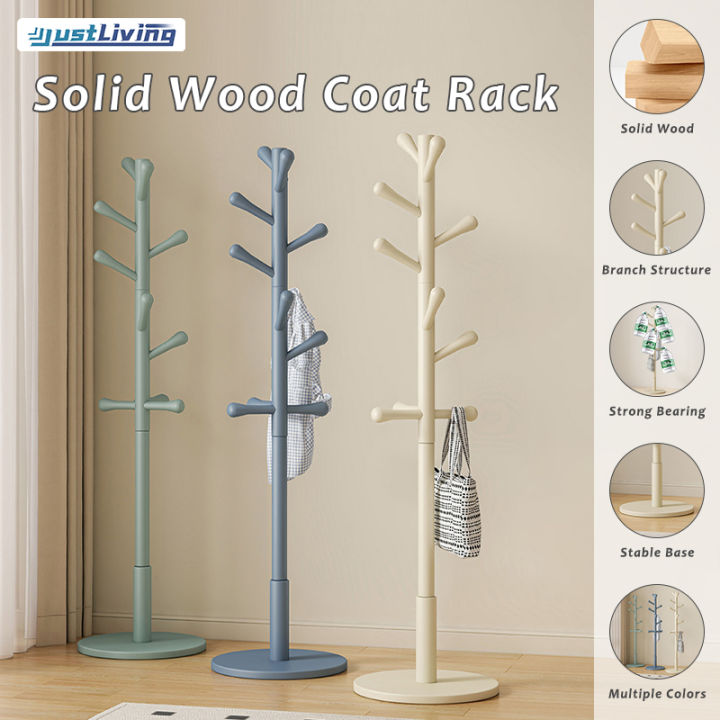 JustLiving 8/10 Hooks Original Solid Wood Coat Rack Bedroom Room Wooden ...