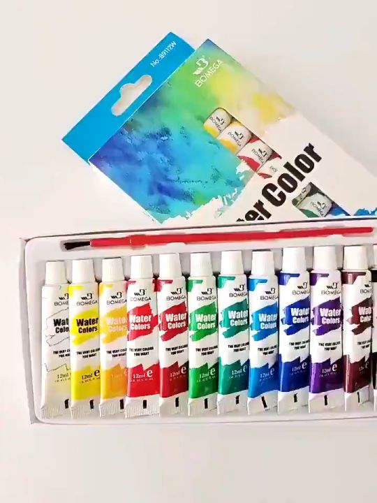 WATERCOLOR ACRYLIC OIL 12 Colors Tubes 12ml Paint Tube Drawing Painting ...