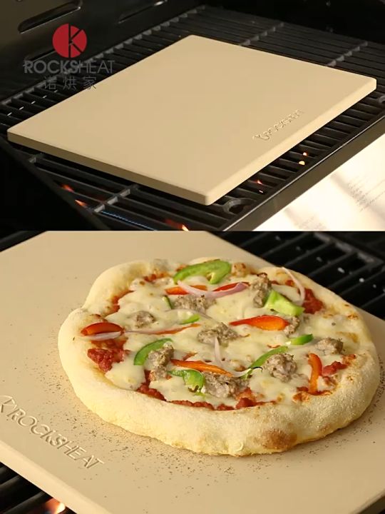 Pizza stone, baking stone, heavy rectangular engineered tuff cordierite, perfect for ovens and ...