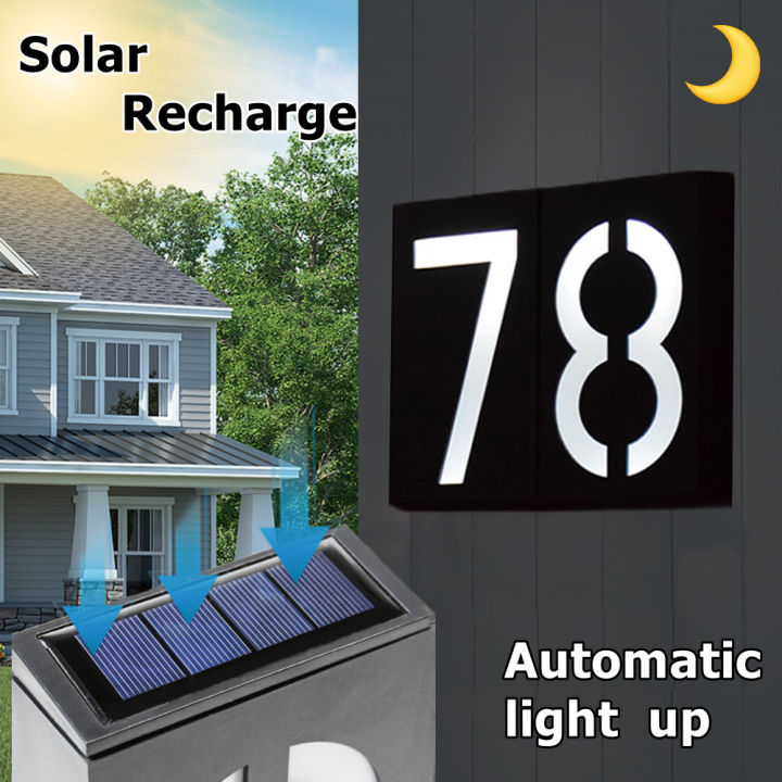House Number Solar Led Light Outdoor Garden Solar Number Door Plate ...