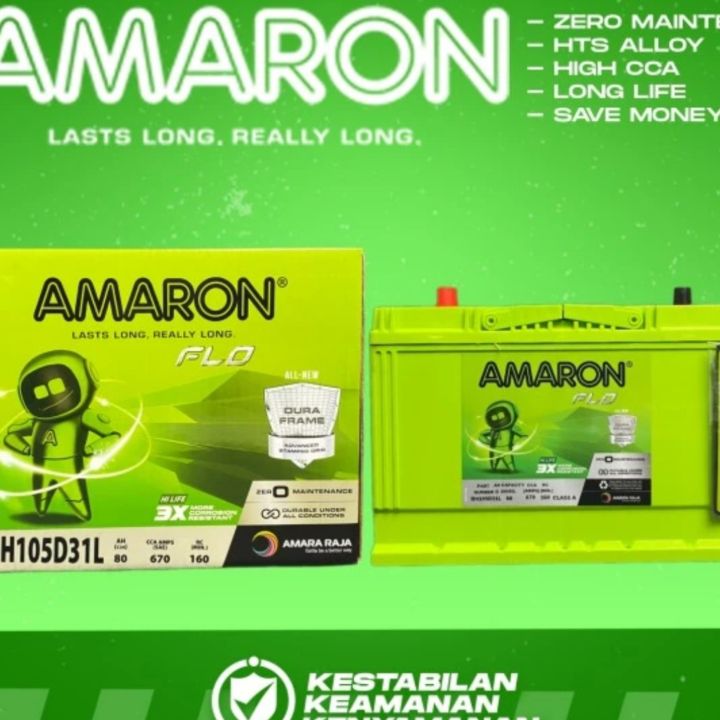 Aki mobil kering Amaron Flo Hi Life BH 105D 31L 12 V 80Ah | Lazada ...