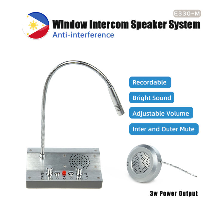 ⚡3W⚡2 Way Window Intercom Wireless Intercom Speaker Counter Microphone ...