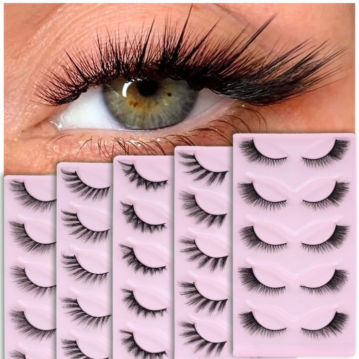 Dorisna 5Pairs Cat Eye Lashes Winged End Eye Elongated Eyelashes Faux ...