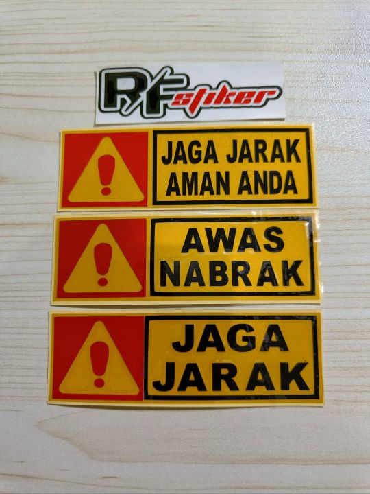 Stiker cutting jaga jarak awas nabrak jaga jarak aman acesoris variasi ...
