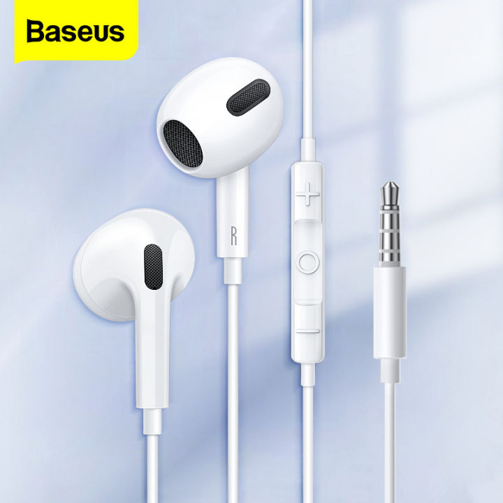 Baseus H17หูฟังมีสาย3.5มม. พร้อมหูฟังแบบเสียบหูควบคุมสายไมโครโฟนสำหรับ ...