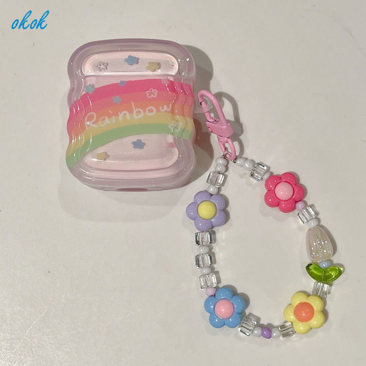 OKOK Pink Rainbow Airpods Case For AirPods 1 2 3 Pro inPods i7 i12 Pro ...