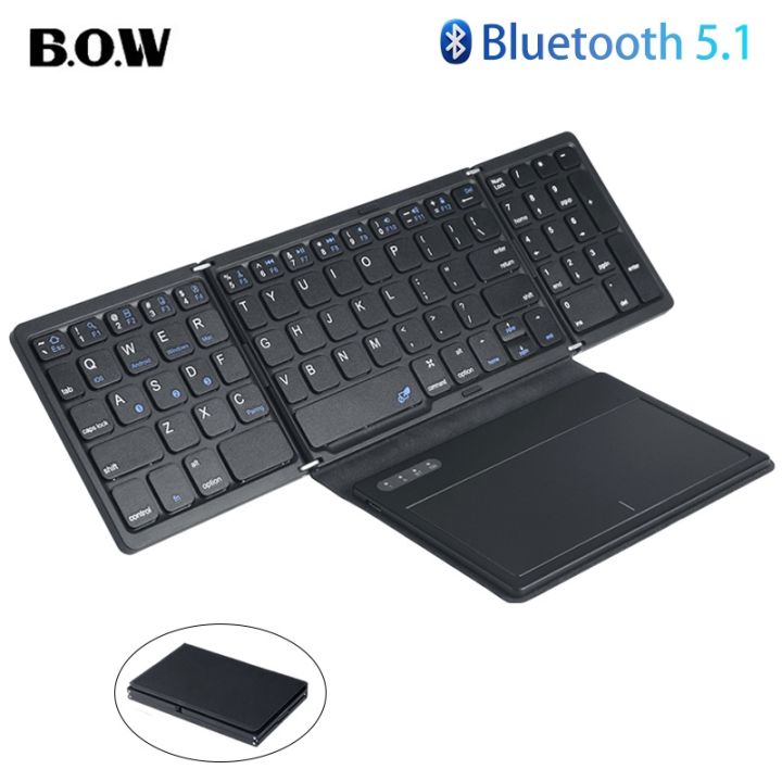 Bow Foladable Bluetooth Keyboard With Touchpad Pocket Folding Keyboard For Laptop Phone Tablet