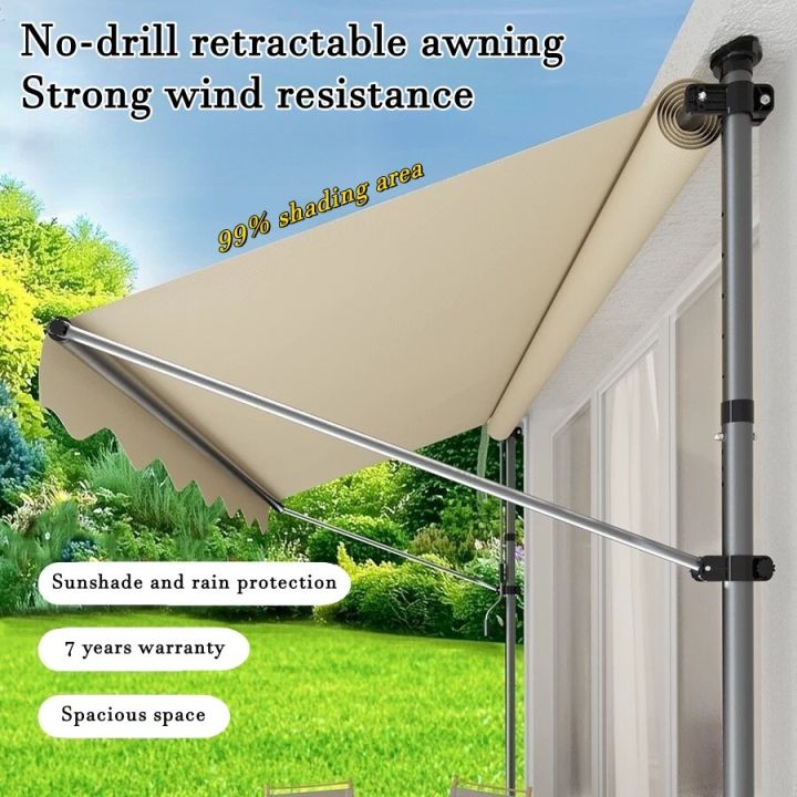 Sunshade Parasol Umbrella Garden Patio hand cranked curtain ...