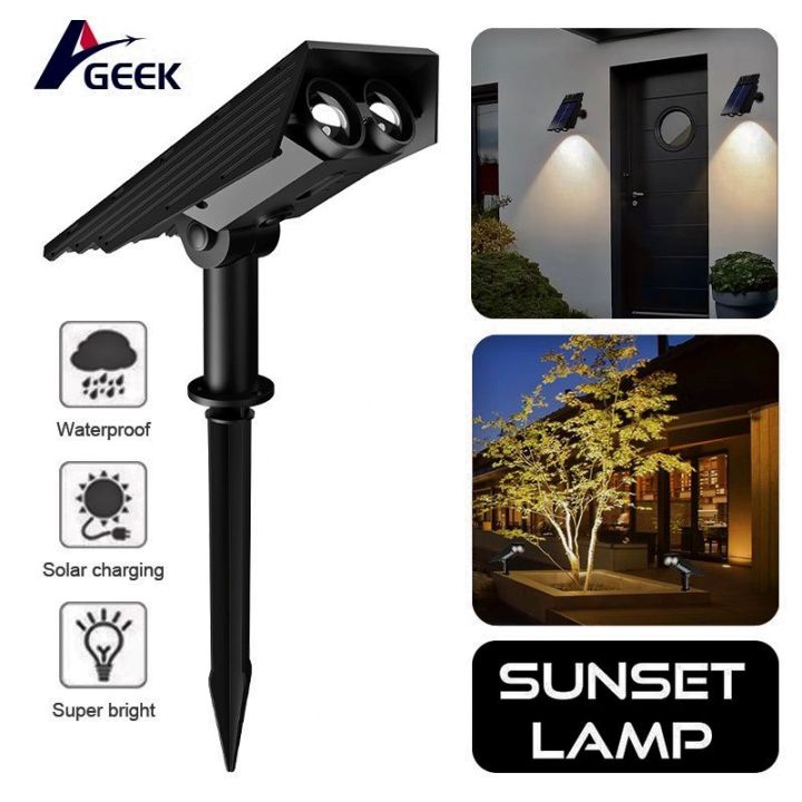 GEEK Solar spotlights outdoor waterproof lighting sunset lights Lawn ...
