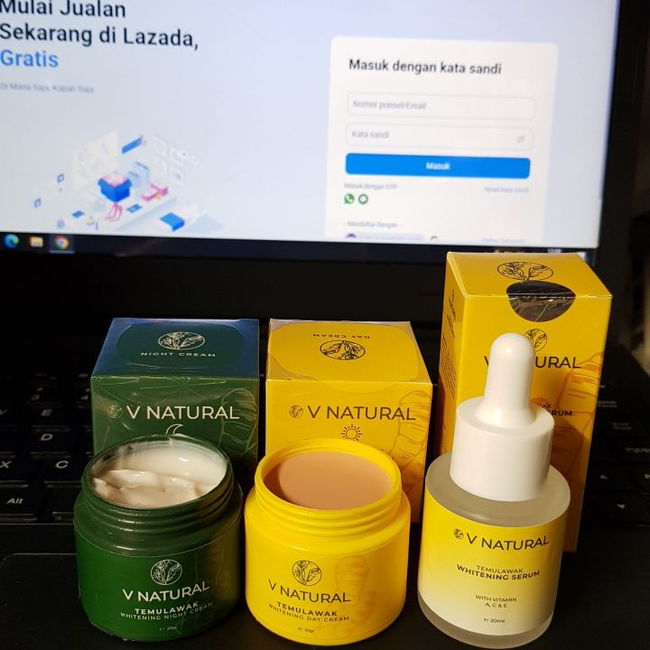 Paket Cream Dan Serum Temulawak V Natural Original - Paket Pencerah ...