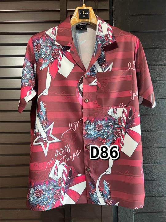เสื้อฮาวาย ลายคริสต์มาส ผ้าไหมอิตาลี D86 | Lazada.co.th