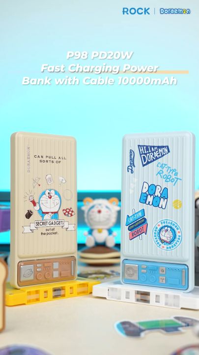 ROCK Doraemon P98 PD 20W Power Bank with Cable (10000mAh) 哆啦A梦 | Lazada