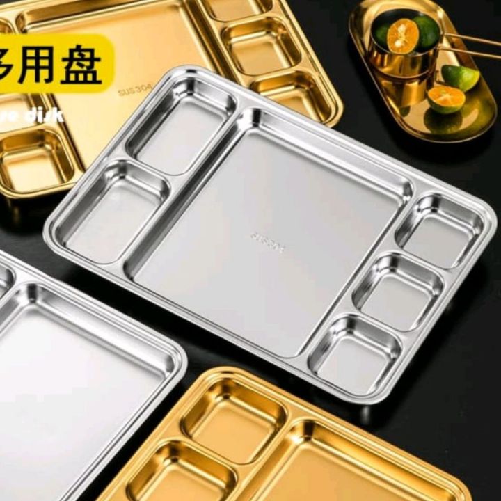 304 Stainless Steel Korean Style Divided Dinner Tray Container Food ...