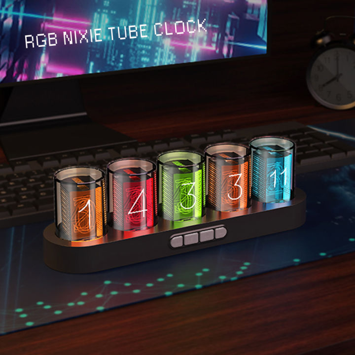 Digital Nixie Tube Clock with RGB LED Glows for Game Room Desktop ...