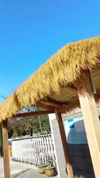 Atap jerami buatan 1m*20m, gulungan rumput buatan cocok untuk bar ...