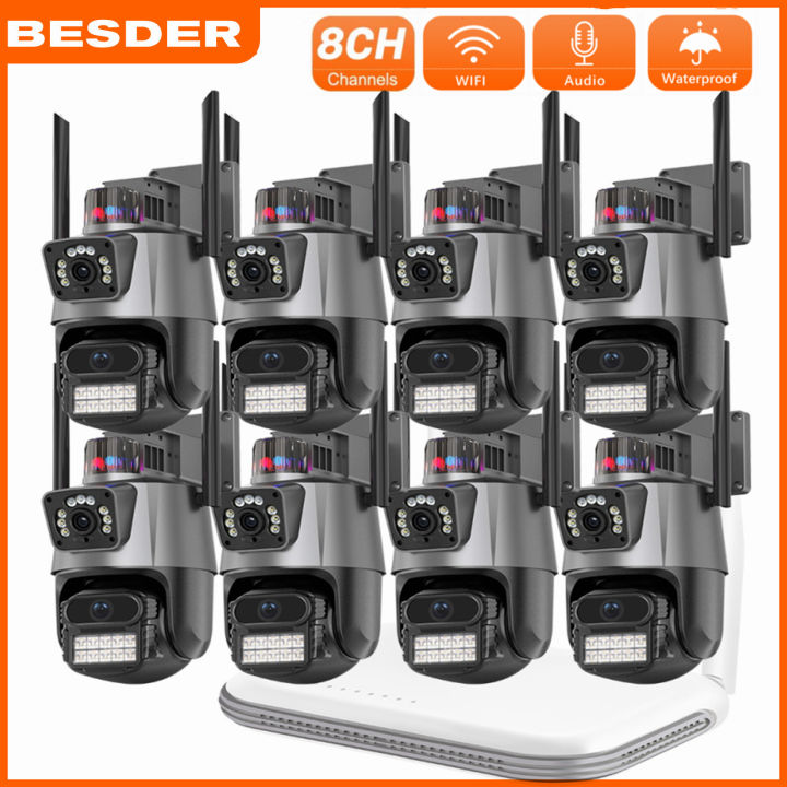 BESDER 8CH Mini NVR 8MP IP Camera 4K WiFi Camera Dual Lens Dual Screen ...