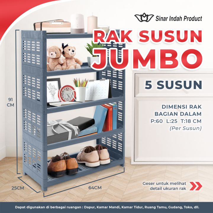 Rak Susun 5 ukuran JUMBO Rak Susun Plastik Rak Serbaguna | Lazada Indonesia