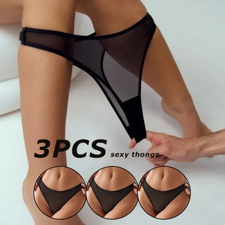 Women Sexy See Through Panties Thong Mesh G-Strings Low Rise Brief ...