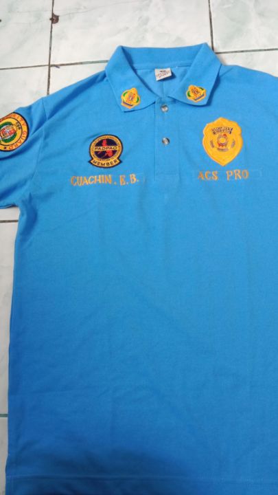 Security Guard Polo Shirt Complete Patches Light Blue | Lazada PH
