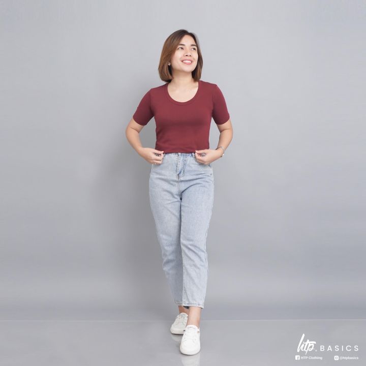 HTPBasics.Elbi | HTP Basics Plain Scoop Neck Tees | Lazada PH