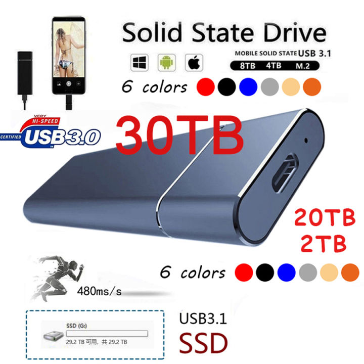 2TB External Hard Drive SSD 16TB 20TB 30TB 500GB Mobile Solid State ...