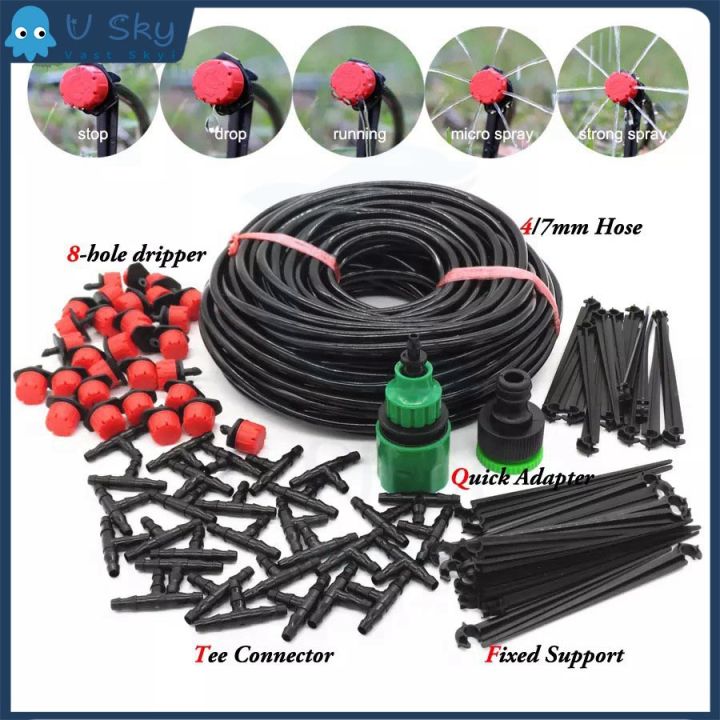 Outdoor Micro Drip Misting Irrigation System Tubing Kits Plant Watering ...