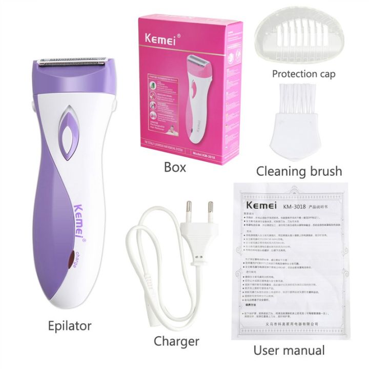 KEMEI Electric Women Epilator KM-3018 Rechargeable Waterproof Hair ...