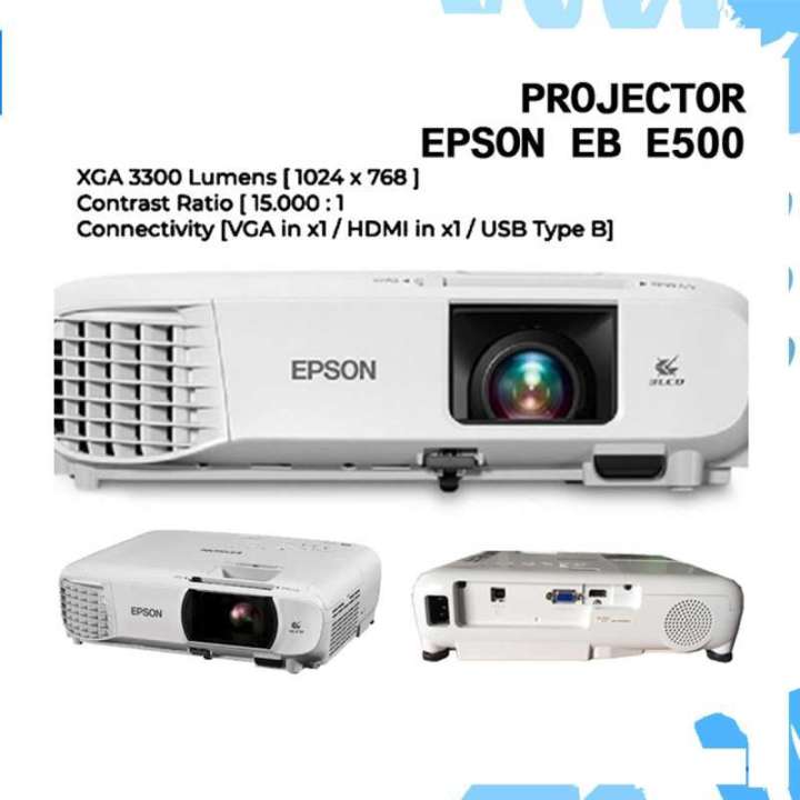 Proyektor Epson EB - E500 Brightness 3300 Ansi Lumens | Lazada Indonesia