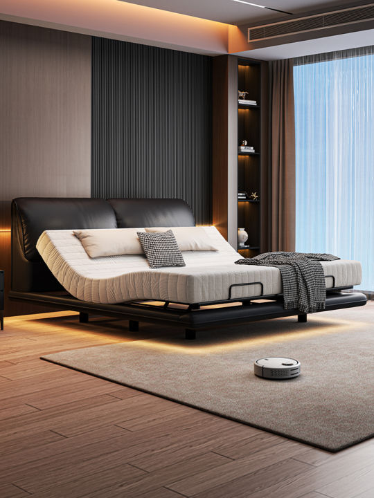 Electric Intelligent Bed Elevating Floating Bed Modern Minimalist Black ...