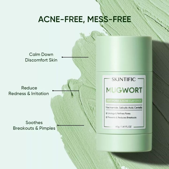 Skintific Mugwort Acne Clay Mask Stick 40g | Lazada